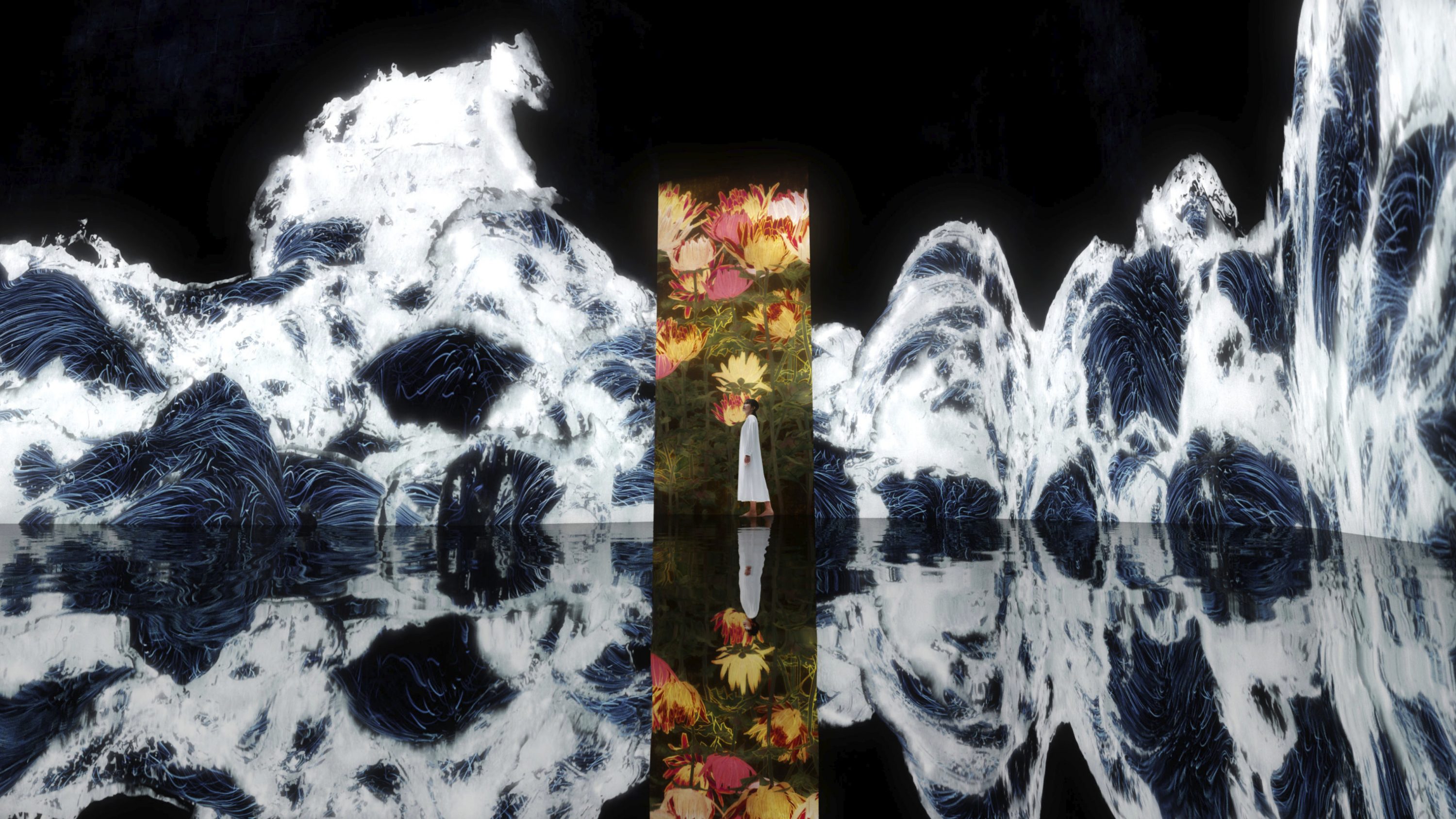 Art Walk. teamLab: Impermanent Flowers Floating in a Continuous Sea ...